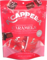 A'cappella Peppermint Fudge Caramels with Crushed Peppermint Candy